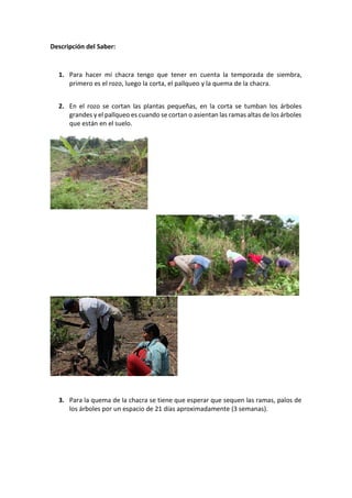 Cartilla de saber del espacio chacra correspondiente al mes de julio | PDF