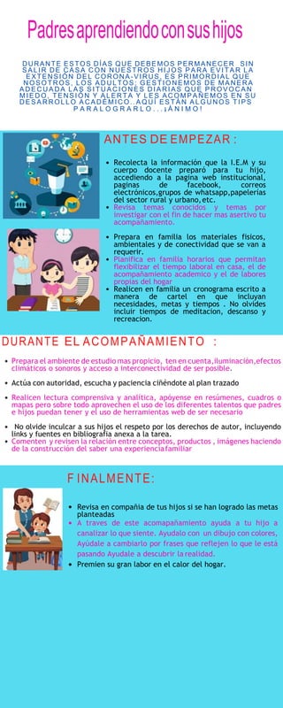 Cartilla orientacion escolar en casa | PDF