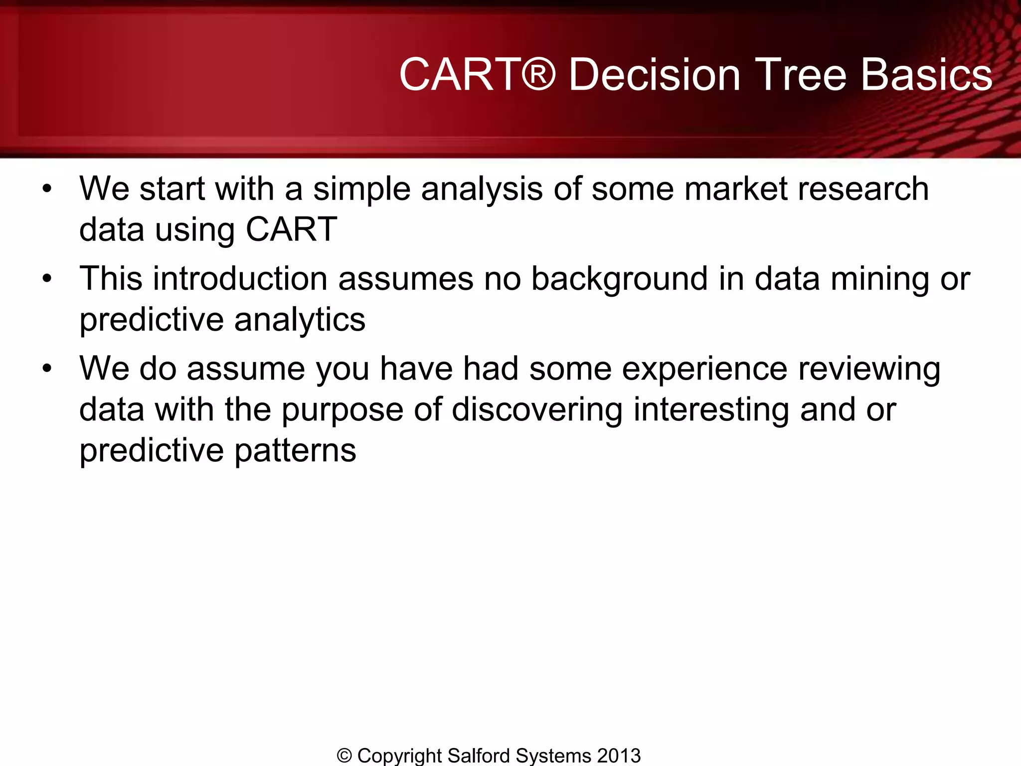 Using CART For Beginners with A Teclo Example Dataset | PPTX