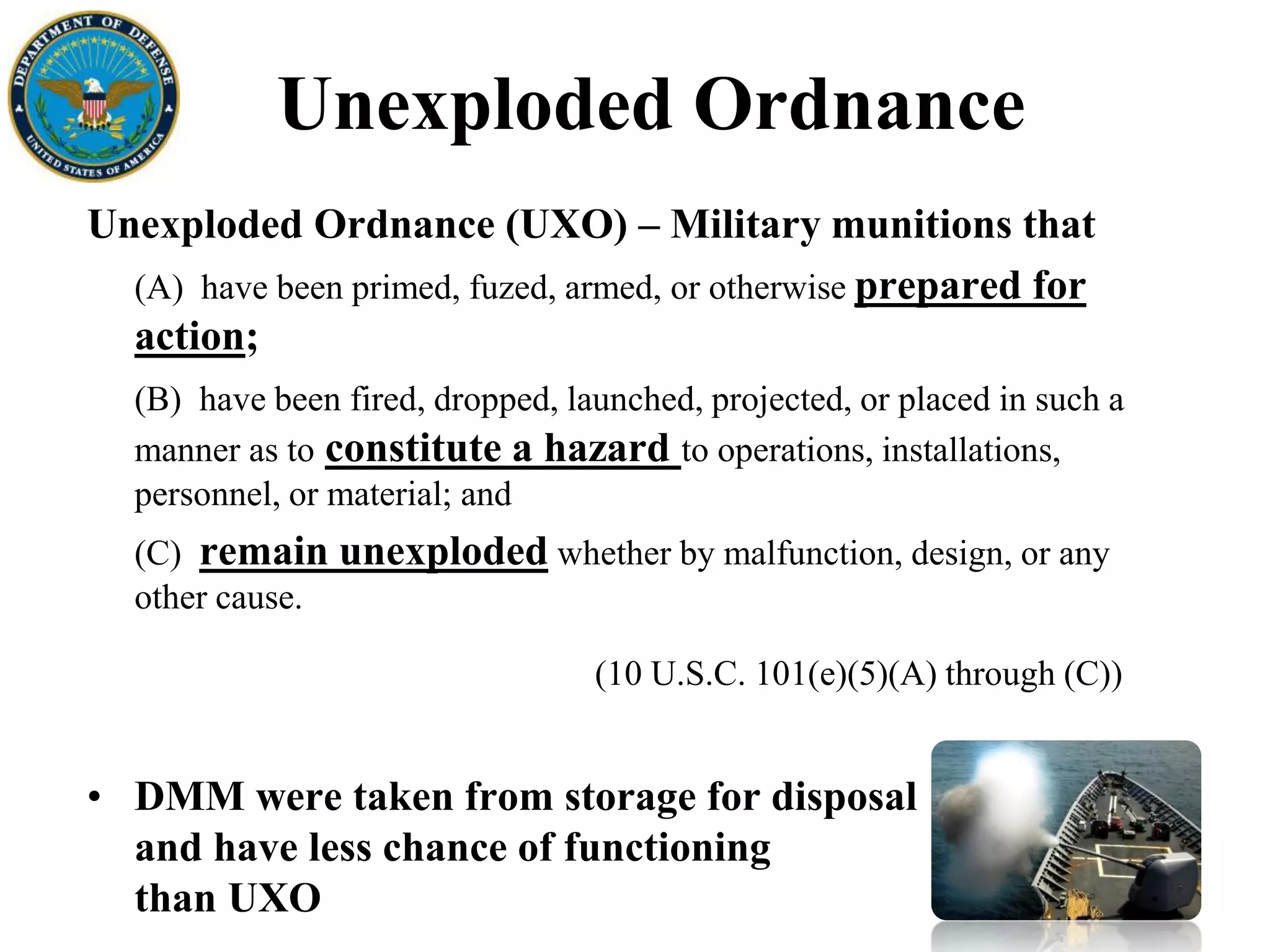 2010 Introduction to and Scope of Underwater Munitions Issue | PDF