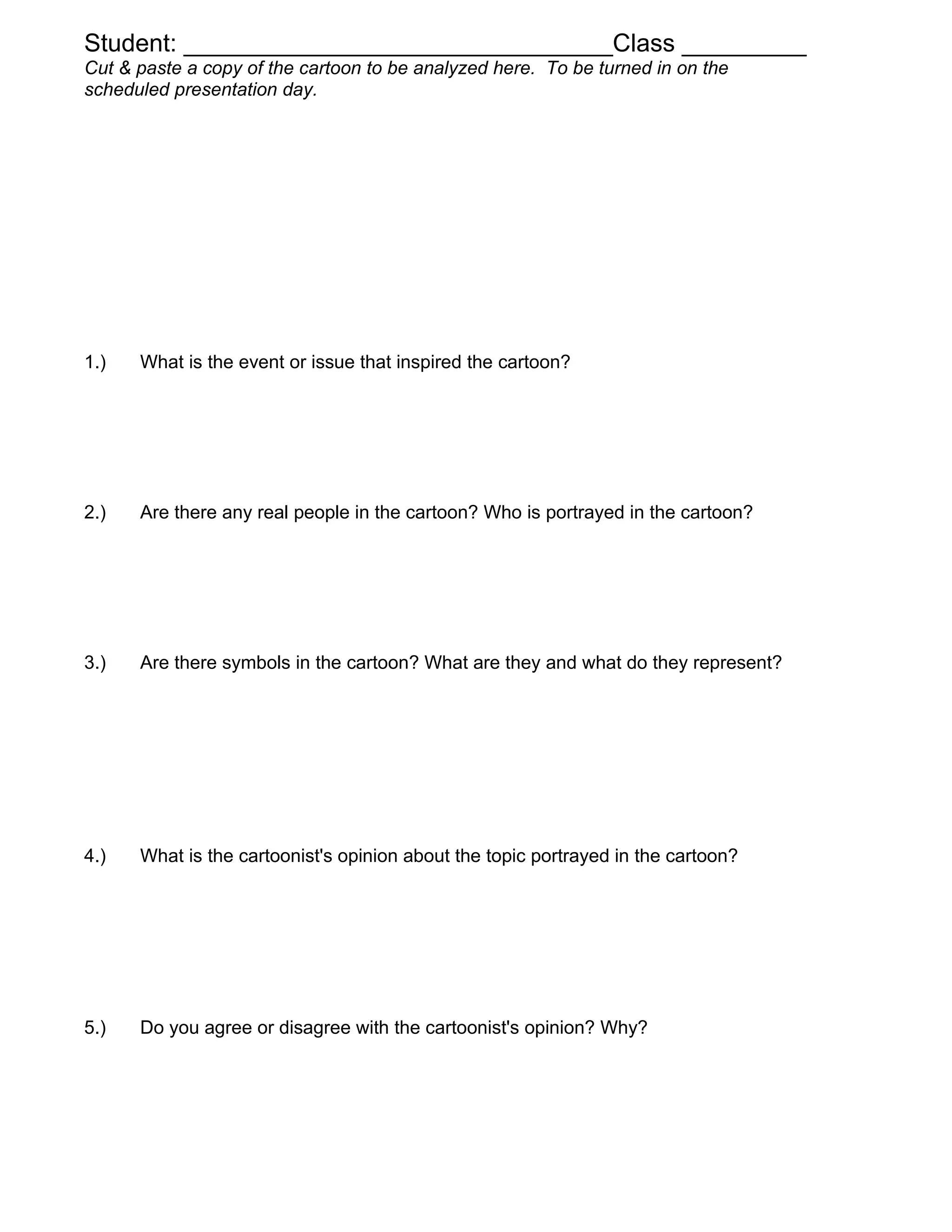 Cartoon analysis student sheet | DOC