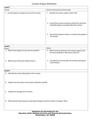 Cartoon Analysis Worksheet | PDF