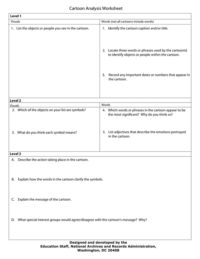 Cartoon Analysis Worksheet | PDF