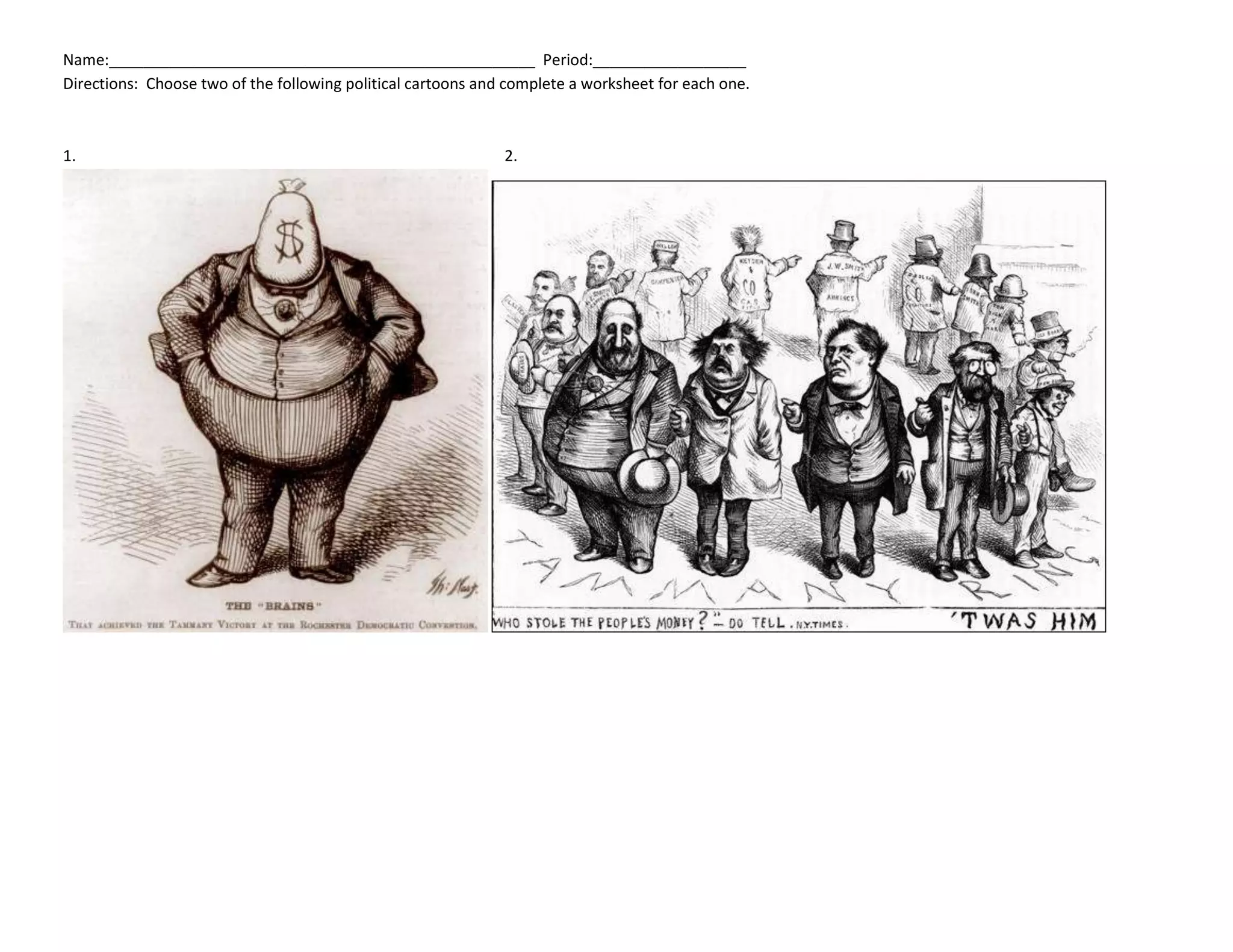 Cartoon images worksheet | DOCX