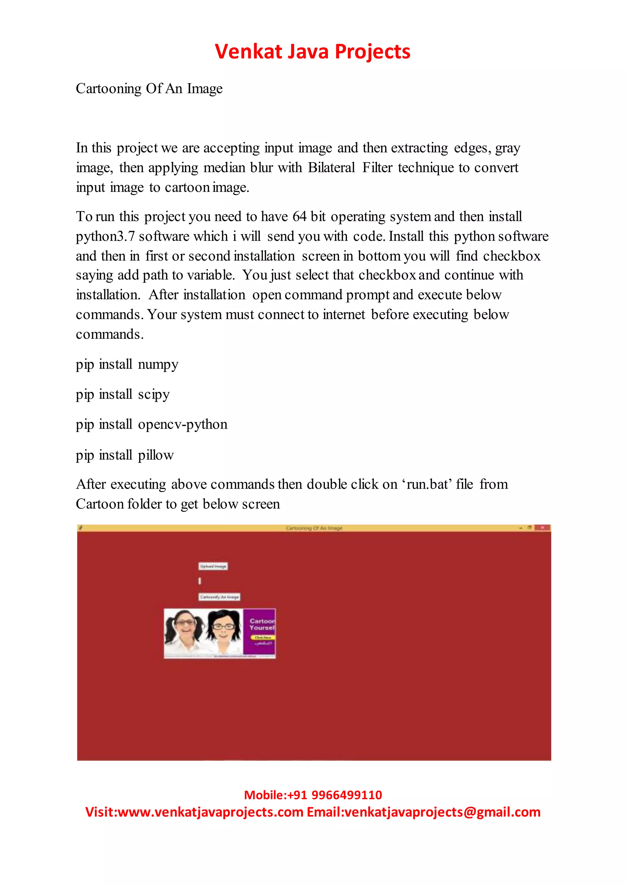 Cartooning of an image | DOCX