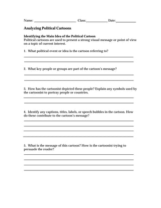 Cartoon worksheet short answers | PDF