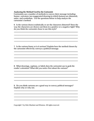 Cartoon worksheet short answers | PDF