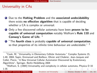 Block Emulation and Computation in One-dimensional Cellular Automata: Breaking Behavioural Class ...