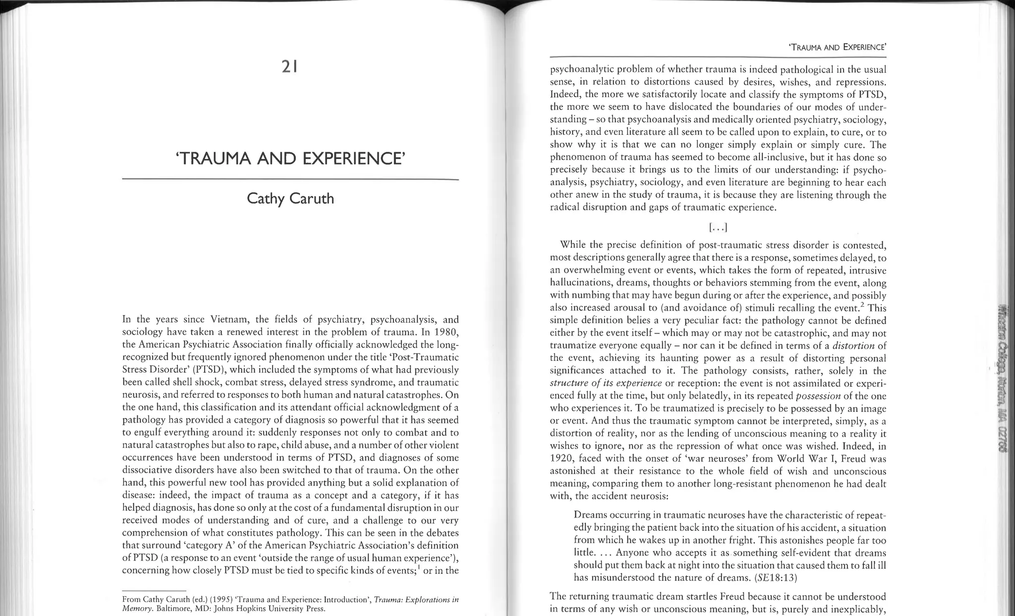 Caruth trauma and experience | PDF