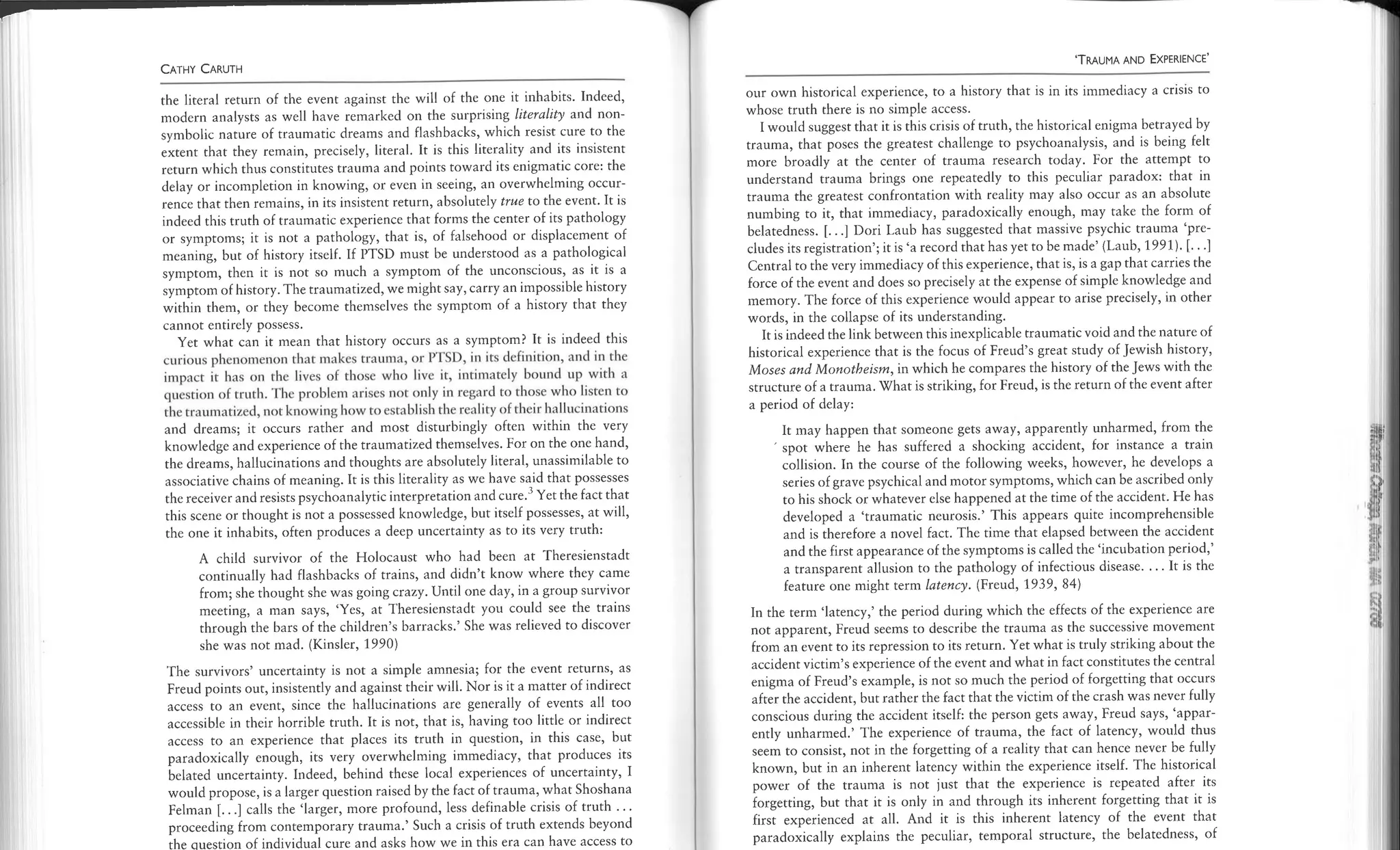 Caruth trauma and experience | PDF