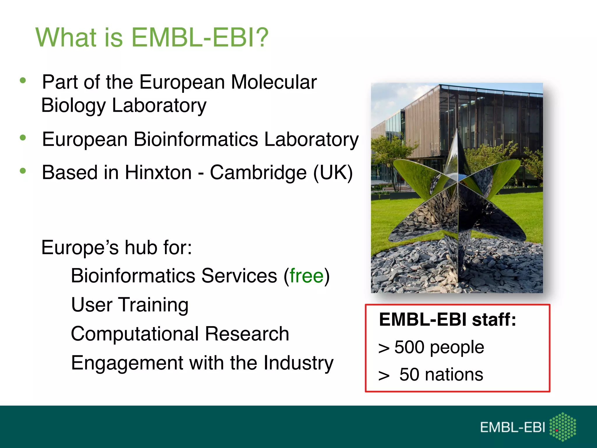 EMBL-EBI at Plant and Animal Genome conference | PDF