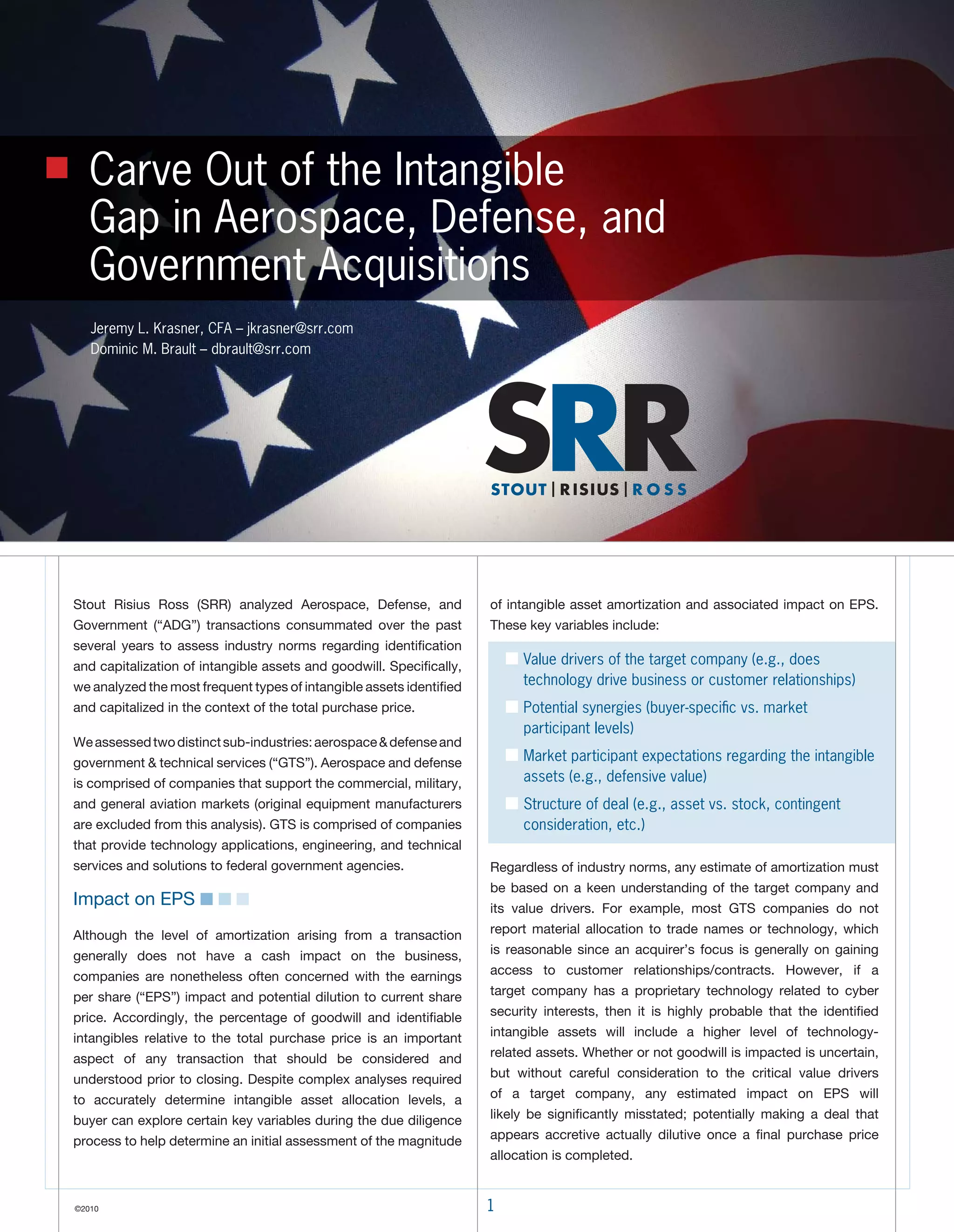 Carve Out Of The Intangible Gap In Aerospace Defense And Government ...