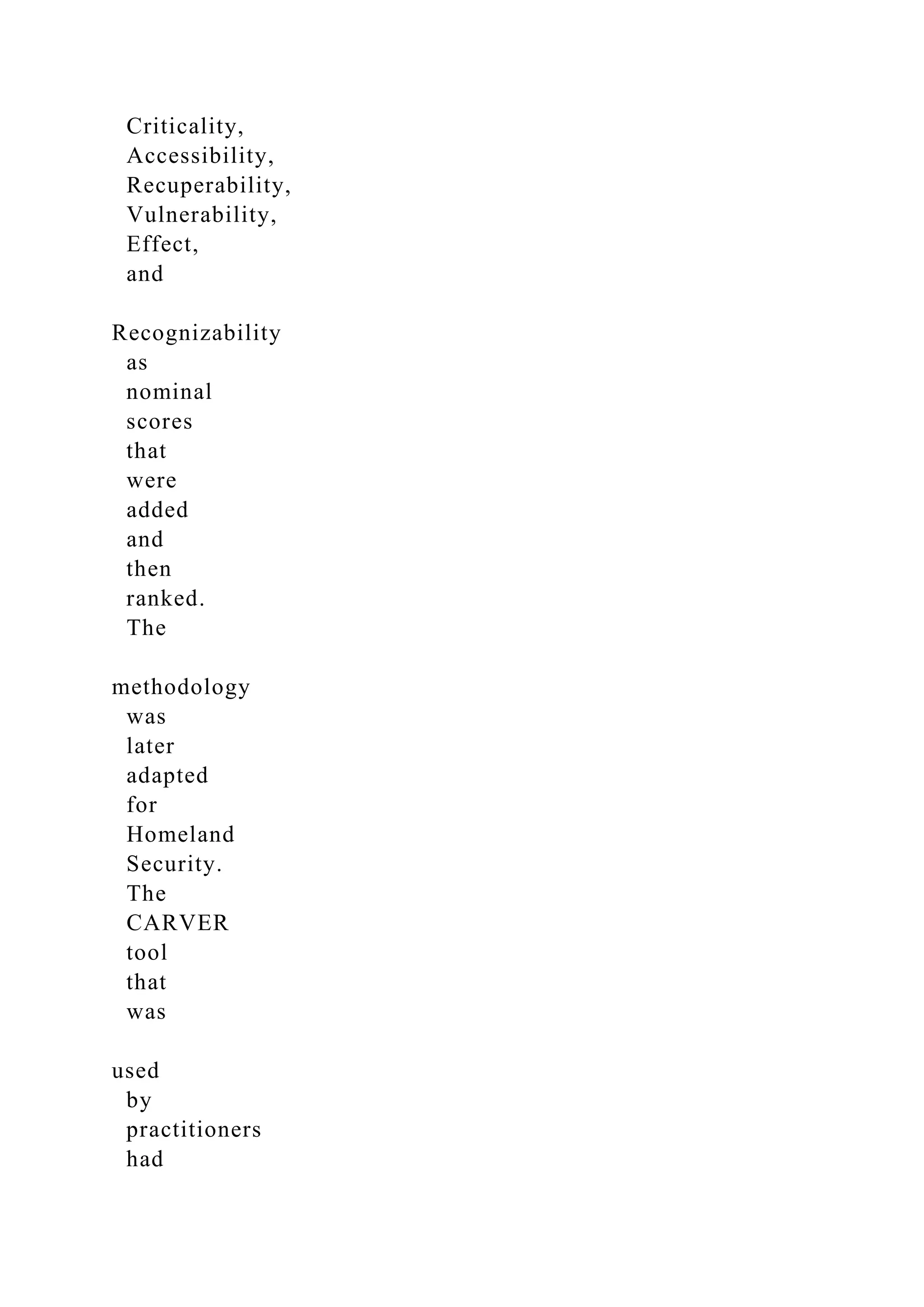 CARVER CARVER is a methodology first used.docx