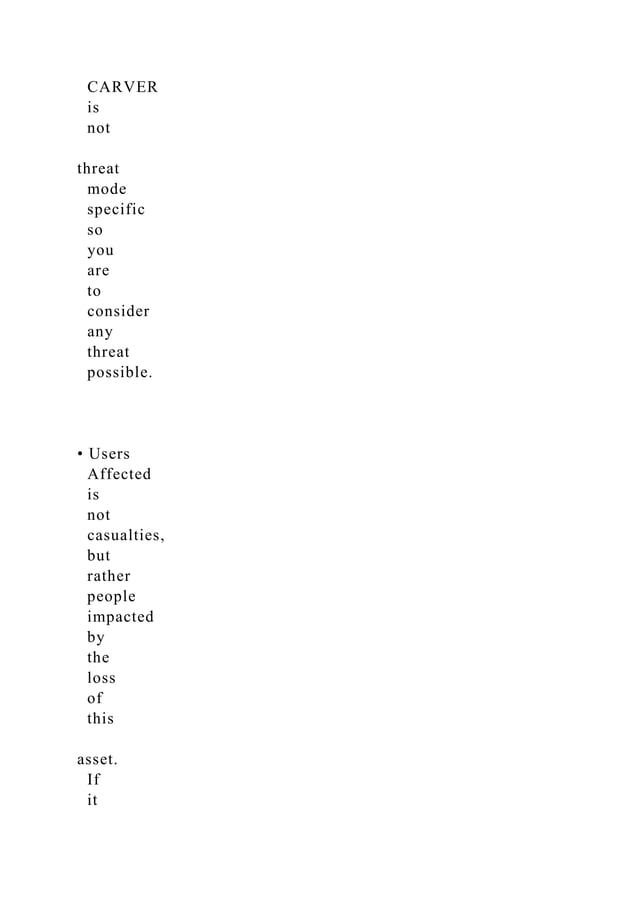 CARVER CARVER is a methodology first used.docx