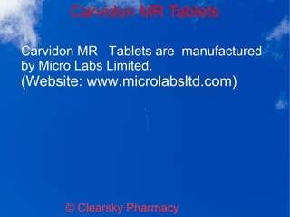 Carvidon MR (Trimetazidine Hydrochloride Tablets) | PPT