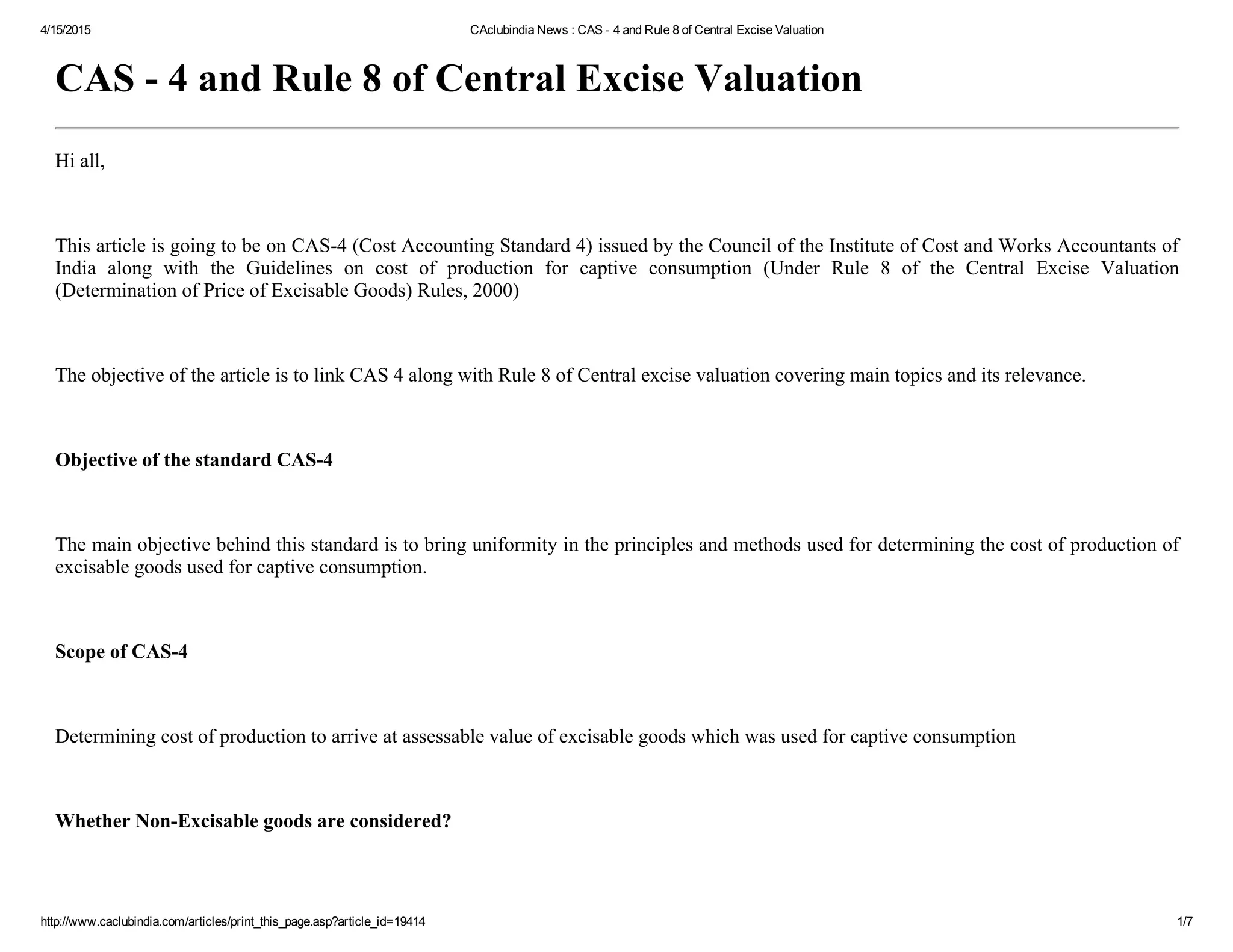 Cas 4 and rule 8 of central excise valuation | PDF