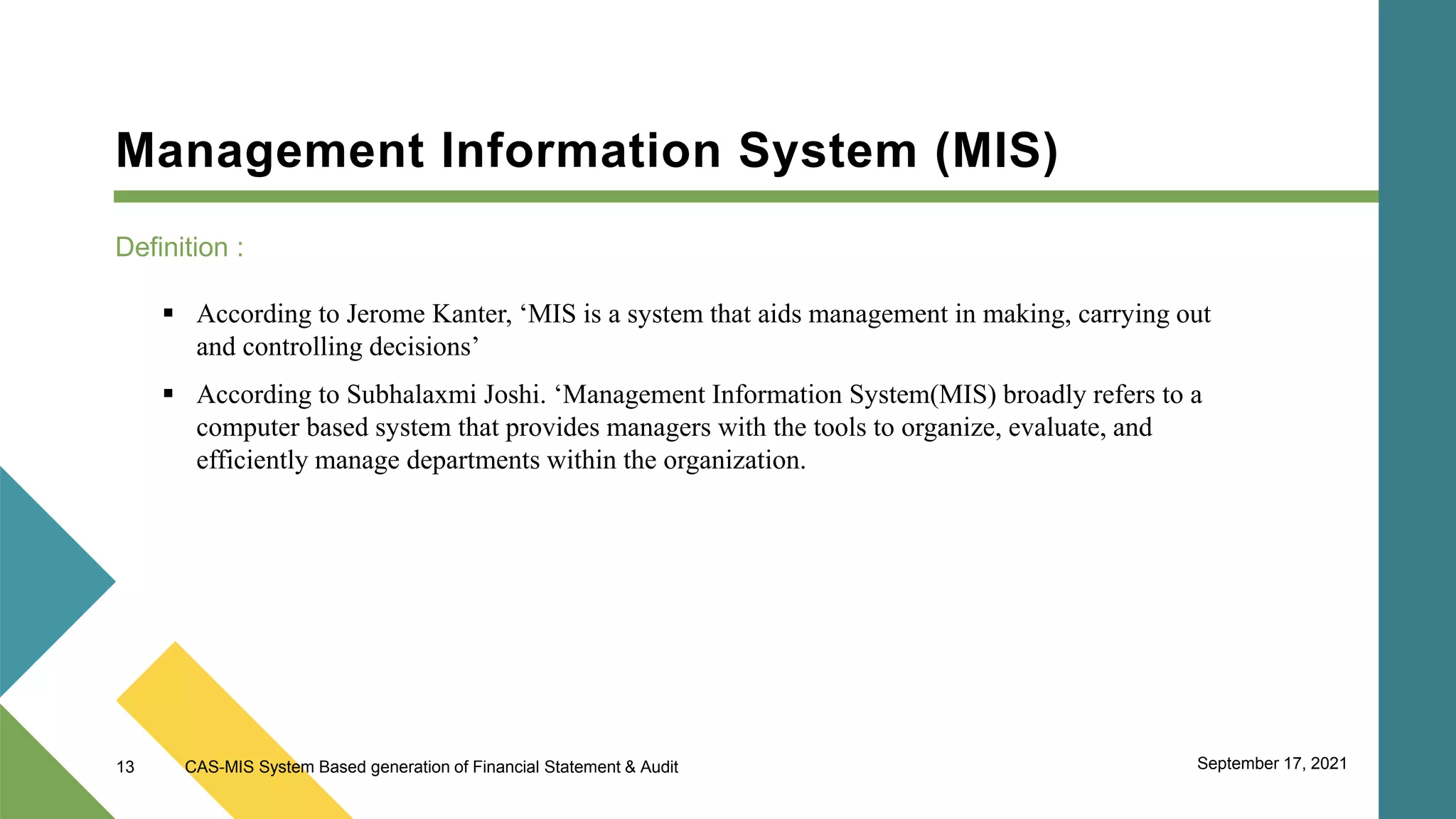 CAS-MIS system based generation of financial statement & Audit | PPSX
