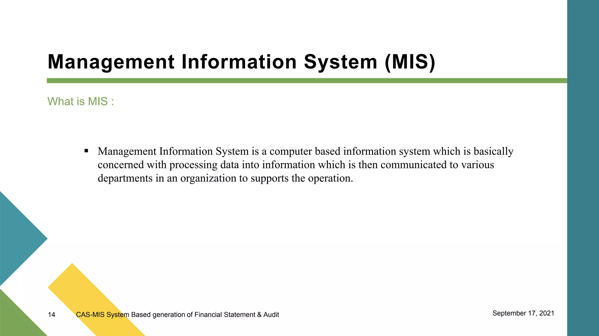 CAS-MIS system based generation of financial statement & Audit | PPSX