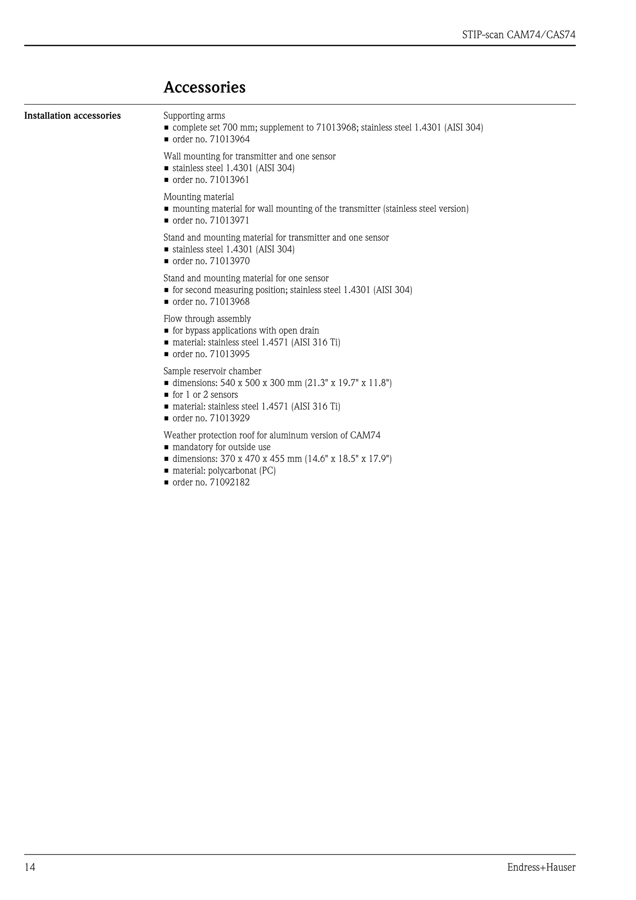 CAS74 stip scan cam74-cas74-endress+hauser datasheet-BOD sensor | PDF