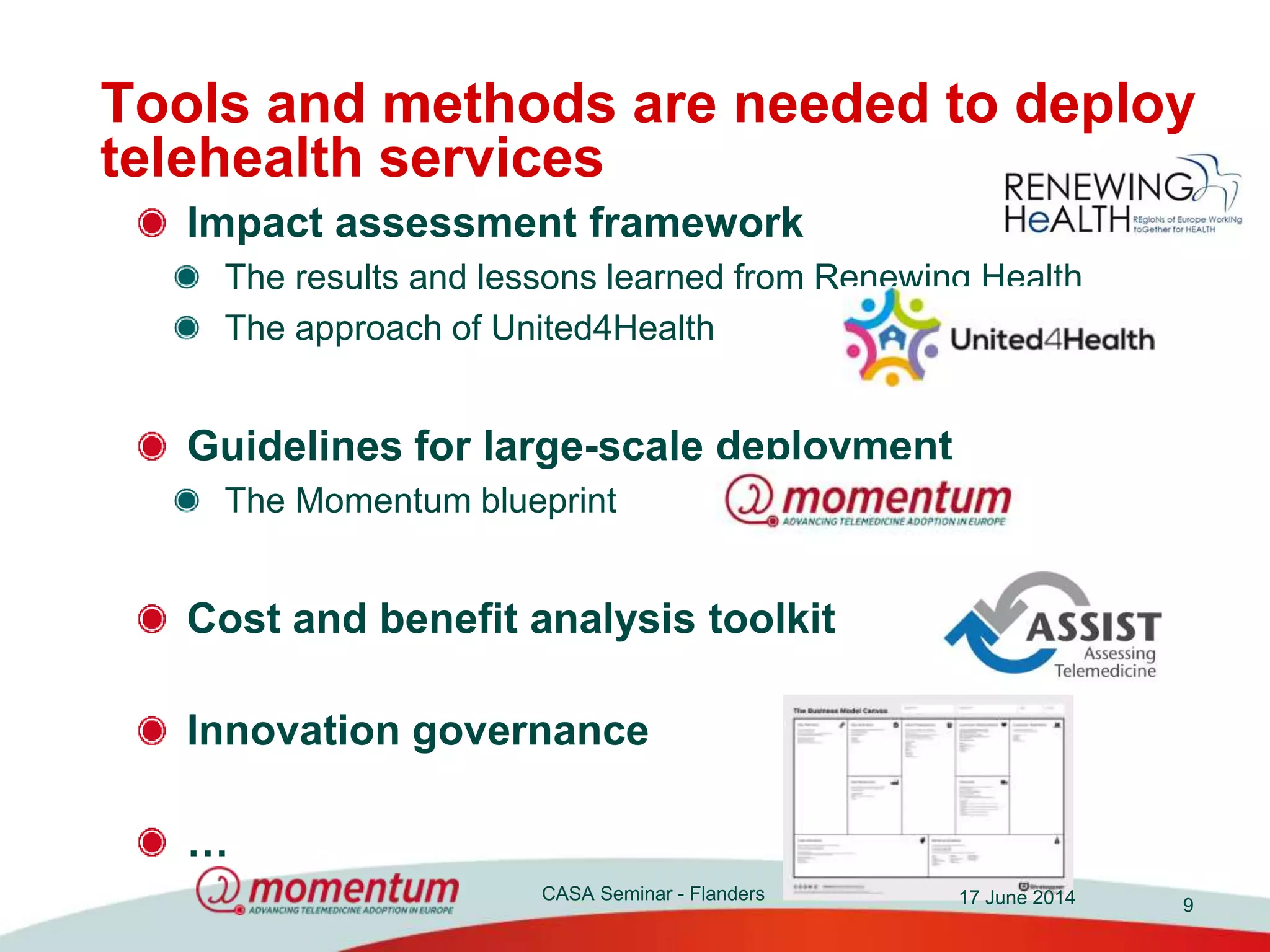 EU-funded project Momentum: success factors for deploying telemedicine ...