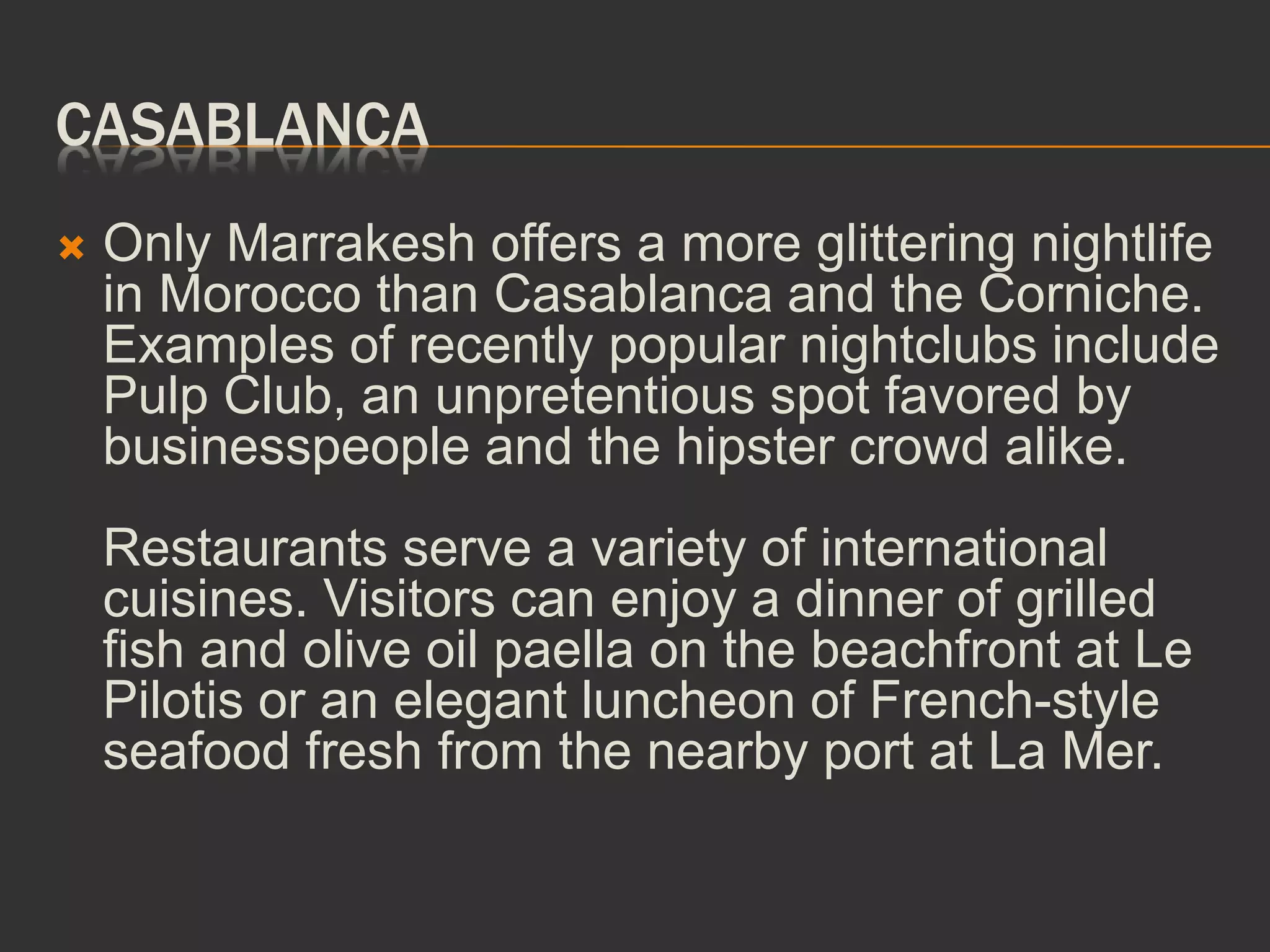 Casablanca’s Corniche - An African Riviera | PPT | Free Download