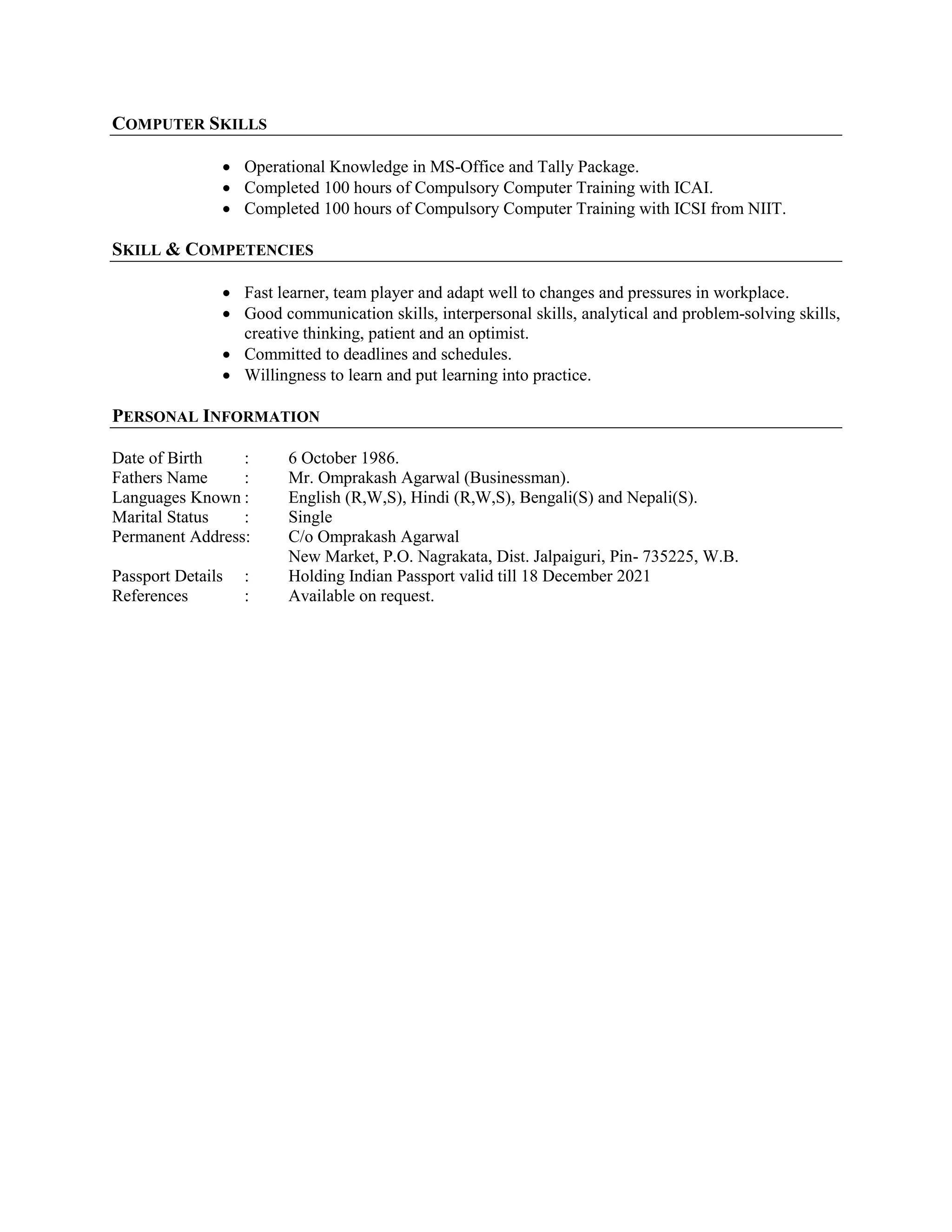 Sachin Agarwal CV | PDF