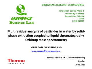 Multiresidue analysis of pesticides in water by solid-phase extraction coupled to liquid ...