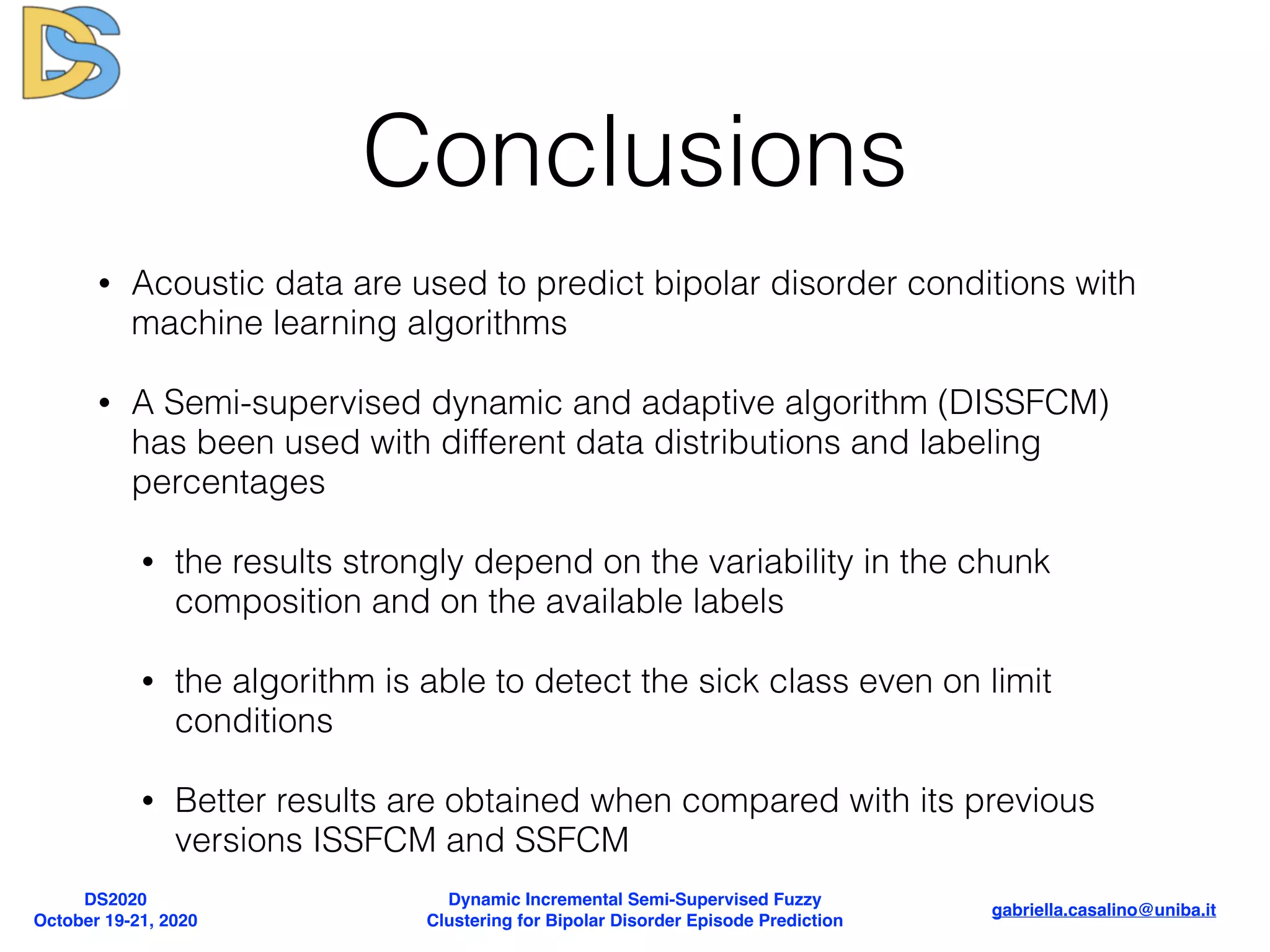 Dynamic Incremental Semi-supervised Fuzzy Clustering for Bipolar Disorder Episode Prediction | PPT