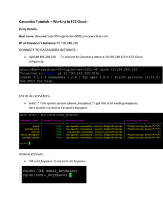 CQL - Cassandra commands Notes | PDF