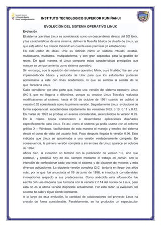 Evolución del sistema operativo linux | PDF