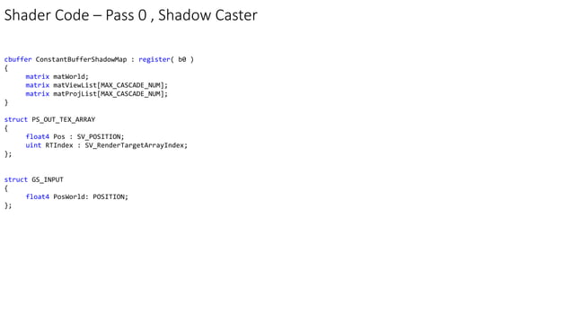 Implements Cascaded Shadow Maps with using Texture Array | PPTX