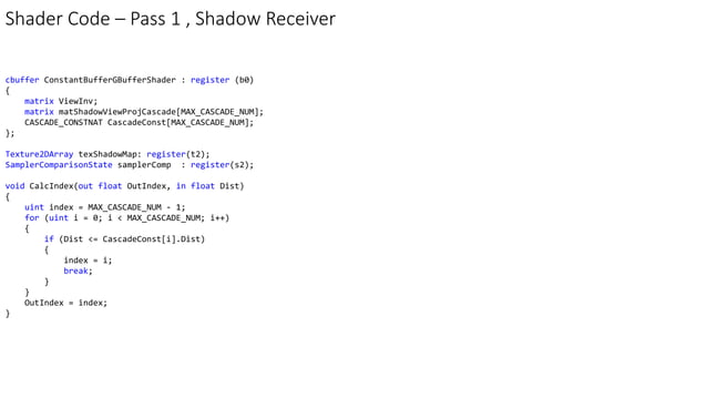 Implements Cascaded Shadow Maps with using Texture Array | PPTX