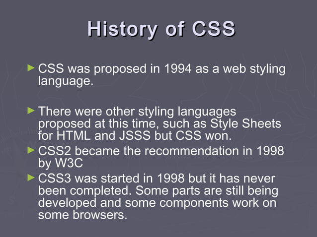 Cascaded styling sheets Intro | PPT
