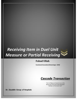 Cascade Receiving (Oracle- Purchasing) | DOCX
