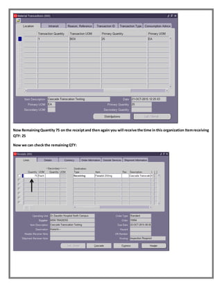 Cascade Receiving (Oracle- Purchasing) | DOCX