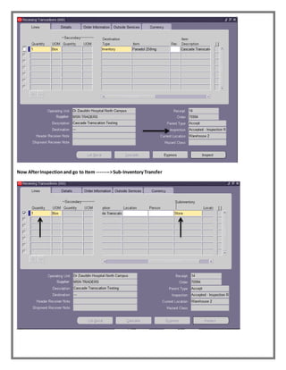 Cascade Receiving (Oracle- Purchasing) | DOCX