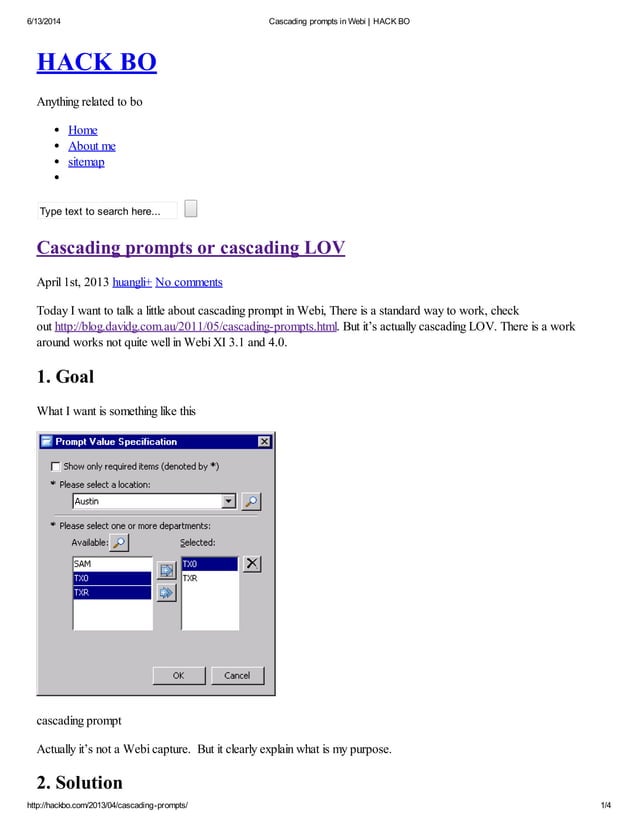 Cascading prompts in webi hack bo | PDF