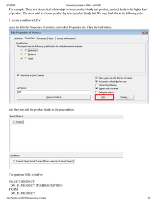 Cascading prompts in webi hack bo | PDF