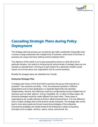 Cascading strategic plans during policy deployment | PDF
