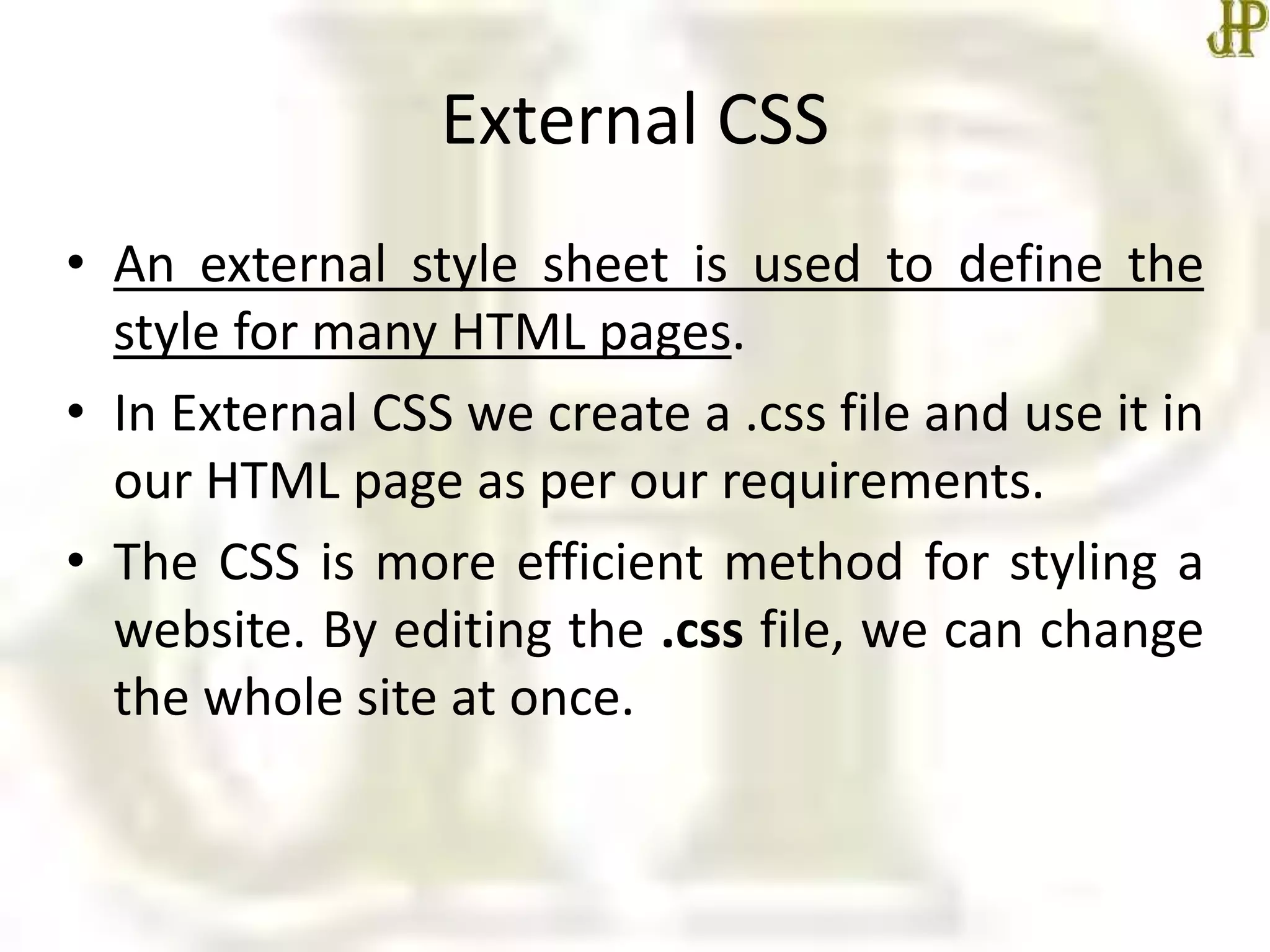 Cascading style sheet an introduction | PPTX | Web Design and HTML ...