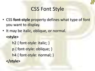 Cascading style sheet part 2 | PPT