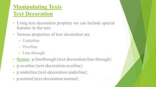 Cascading style sheets (CSS-Web Technology) | PPTX