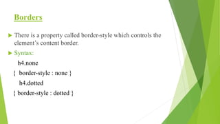Cascading style sheets (CSS-Web Technology) | PPTX