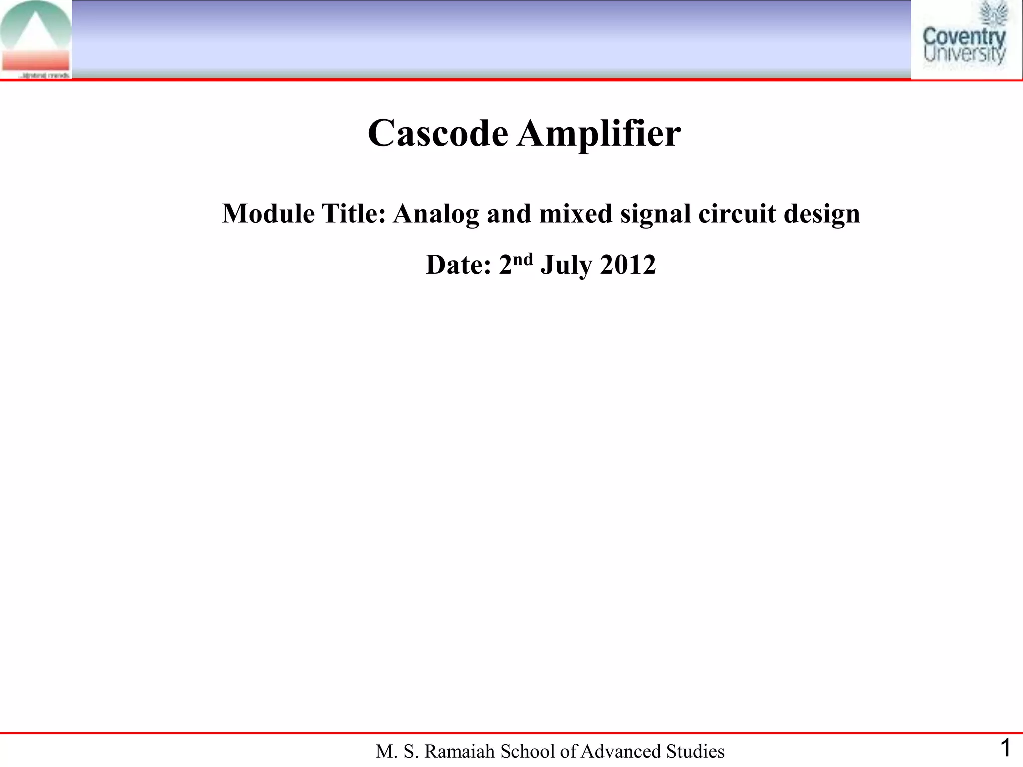 Seminar on Cascode amplifier | PPTX
