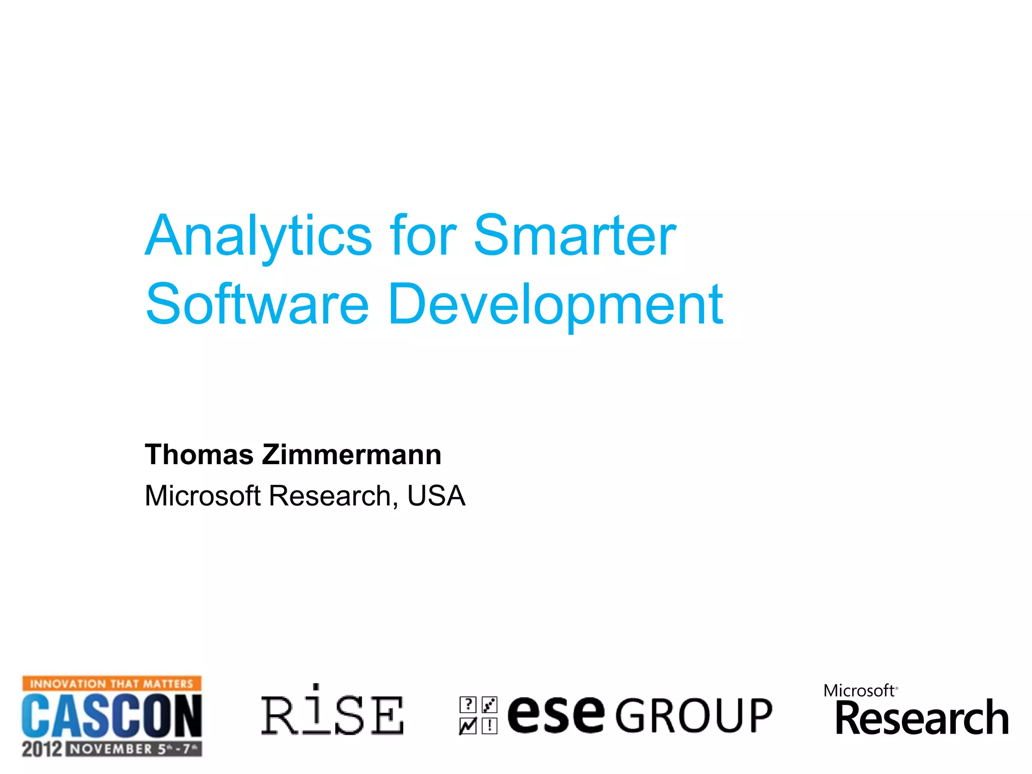 Analytics for smarter software development | PDF