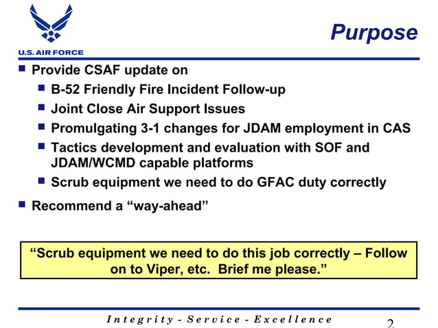 Close Air Support CSAF Update | PPT | Defense Industry | Industries