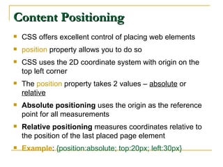 Cascstylesheets | PPT | Web Design and HTML | Internet