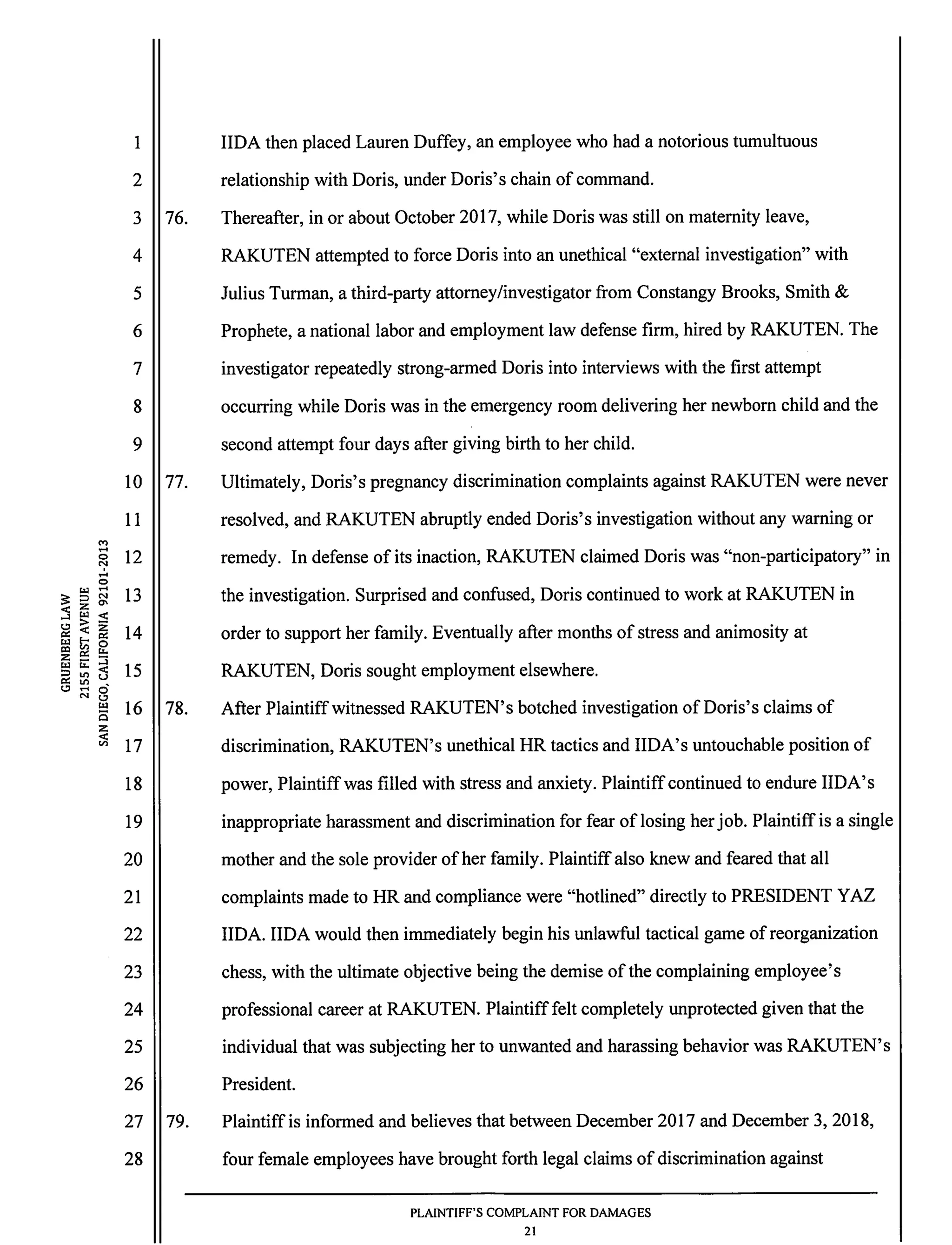 Jessica Wyman vs. Yasuhisa Yaz Iida of Rakuten USA - Sexual Harassment ...
