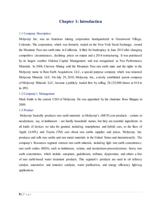 Case Analysis of Molycorp: Financing the Production of Rare Earth ...