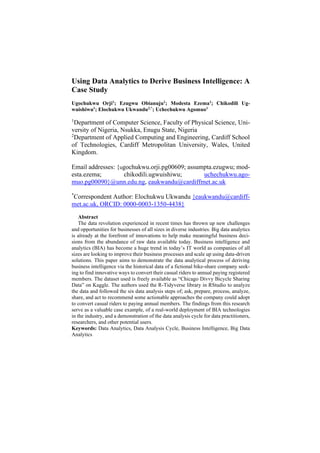 Using data analytics to drive BI A case study | PDF | Information ...